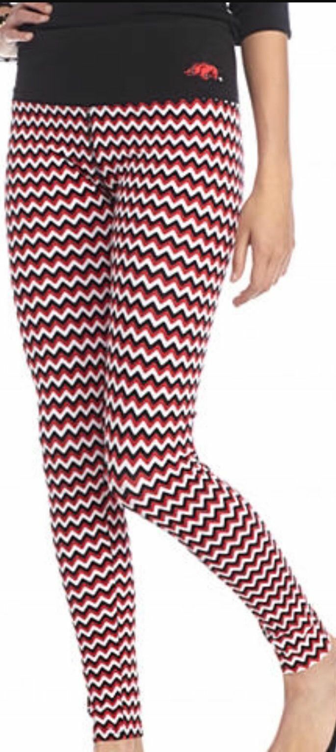 Arkansas Razorbacks Red/Black/White Chevron Leggings- S/M SLIM FIT! | eBay