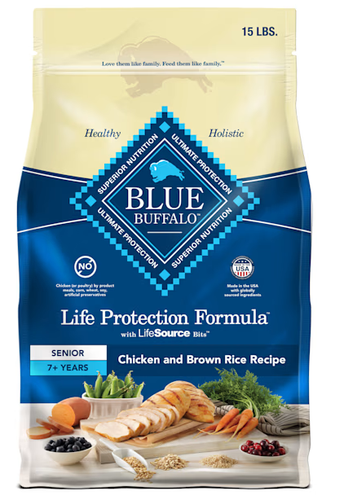 Blue Buffalo Protection Formula Chicken & Brown Rice Recipe Senior Dry ...