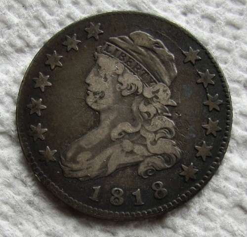 1818 25C Capped Bust Silver Quarter Large Diameter Rare Key Date VF ...