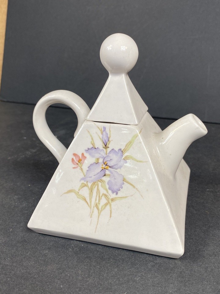 Pyramid Shaped Tea Pot Floral Detail | eBay