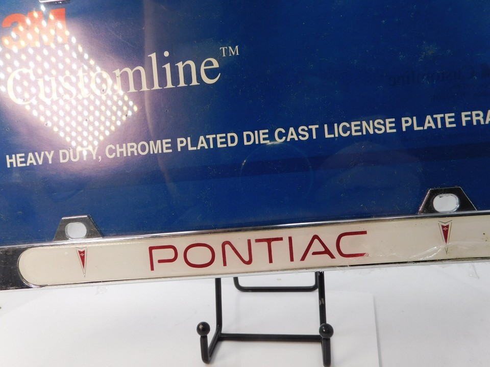 Vintage Pontiac License Plate Frame Chrome Logo Dealer | eBay