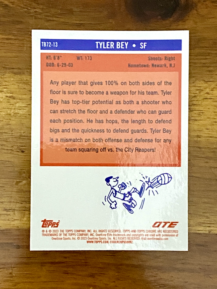2023 TOPPS Chrome OTE Tyler Bey REAPERS REFRACTOR ROOKIE Card #TB72-13 ...