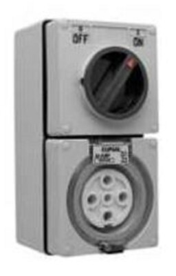 Clipsal 56-SERIES SURFACE SWITCHED SOCKET 500V 5-Pins Round GREY- 40A ...