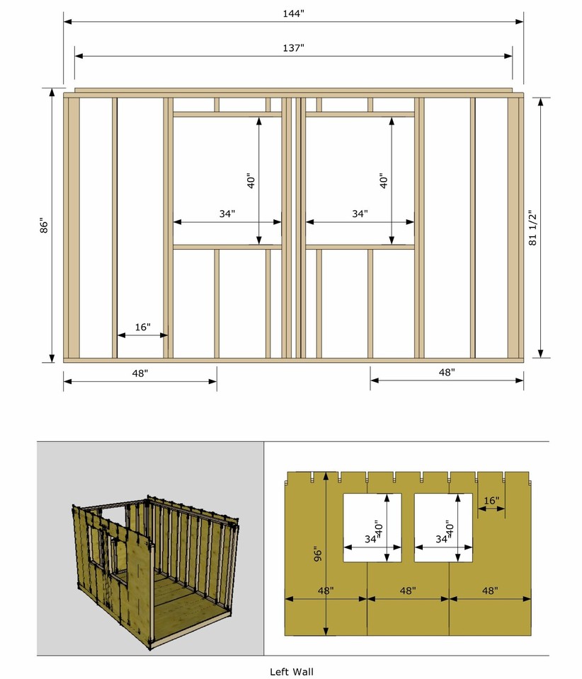 Building Plans for 8' x 12' Tiny Home - 96 sqft Area, Framing ...