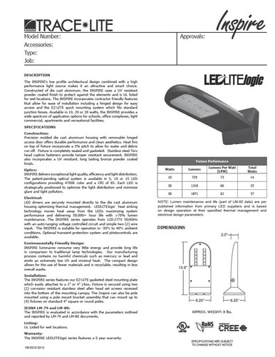 BARRON TRACE LITE INSPIRE LED WALL PACK LIGHT TLED-I-10-DT 10W 729L ...