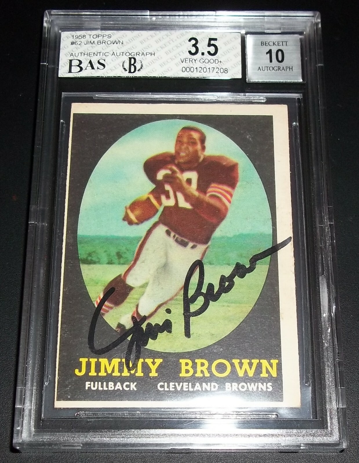BAS BGS 3.5 (Very Good+) 10 Autograph Rc Jim Brown Auto 1958 Topps ...