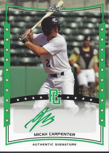 2014 Leaf Perfect Game Showcase Autographs Green #AMC2 Micah Carpenter ...