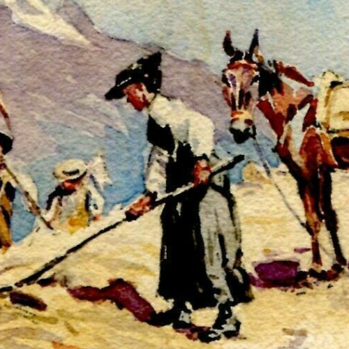 Antique Original Drawing signed George MANSON (1850-1876) Peasants ...