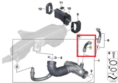 BMW GENUINE 1 2 3 4 5 7 SERIES X3 X4 X5 INTAKE CLEAN AIR PIPE TUBE ...