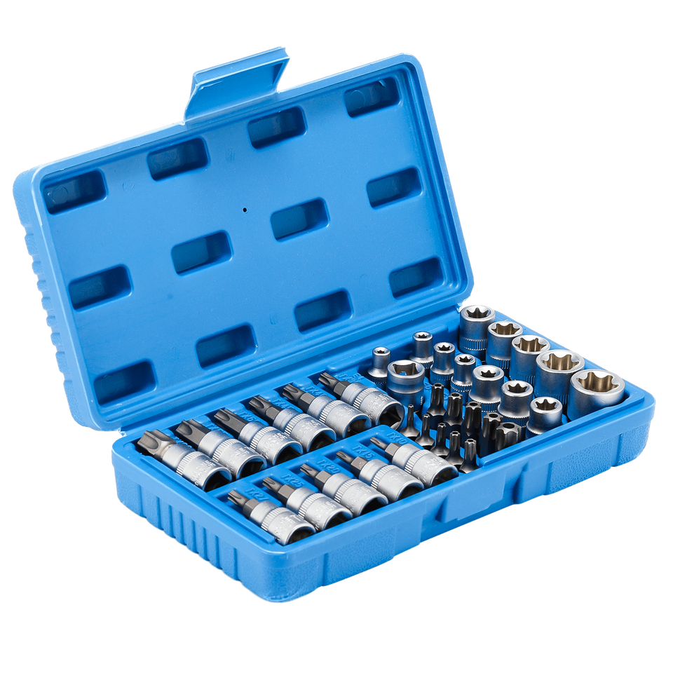 34pcs Torx Star Socket & Bit Set Male Female E & T Sockets with Torx ...