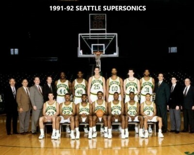 1991-92 SEATTLE SUPERSONICS 8X10 TEAM PHOTO SEATTLE SONICS BASKETBALL ...