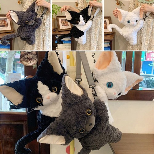 Fluffy Shoulder Bags Soft Fluffy Handbag Creative Gift Cat Plush Bag ...