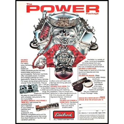 1986 Edelbrock Performance Parts Vintage Print Ad Power Package Engine ...