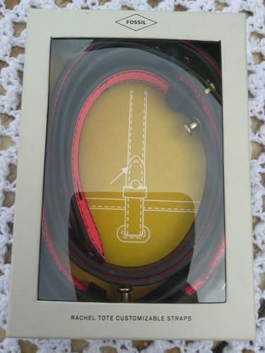 Fossil Rachel Interchangeable Tote Strap Black Coral Leather Adjustable ...