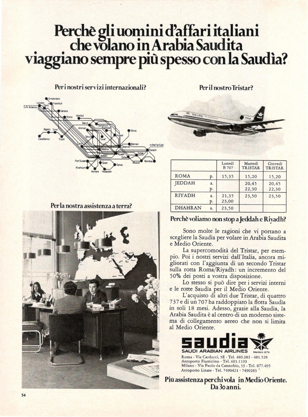Saudia Saudi Arabian Airlines Werbung 1 Seite 1975 Original 6TY | eBay