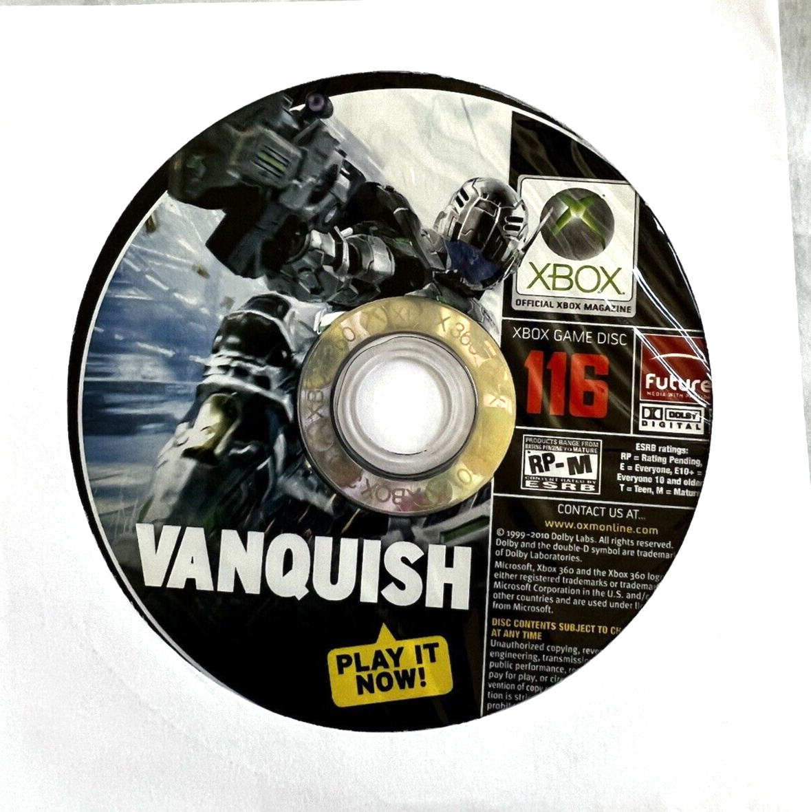 XBOX GAME DISK # 116 VANQUISH DEMO DISK IN COVER, NO CASE | eBay