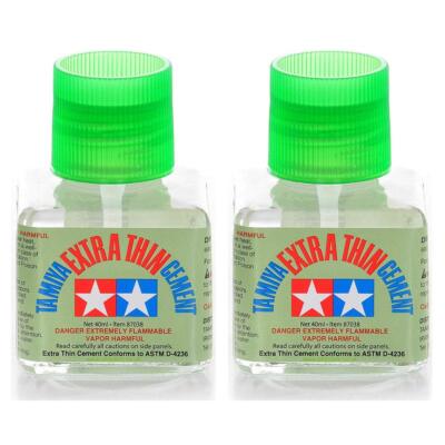 Twin Pack Extra Thin TAMIYA Modelling Plastic Glue Liquid Cement 40ml ...