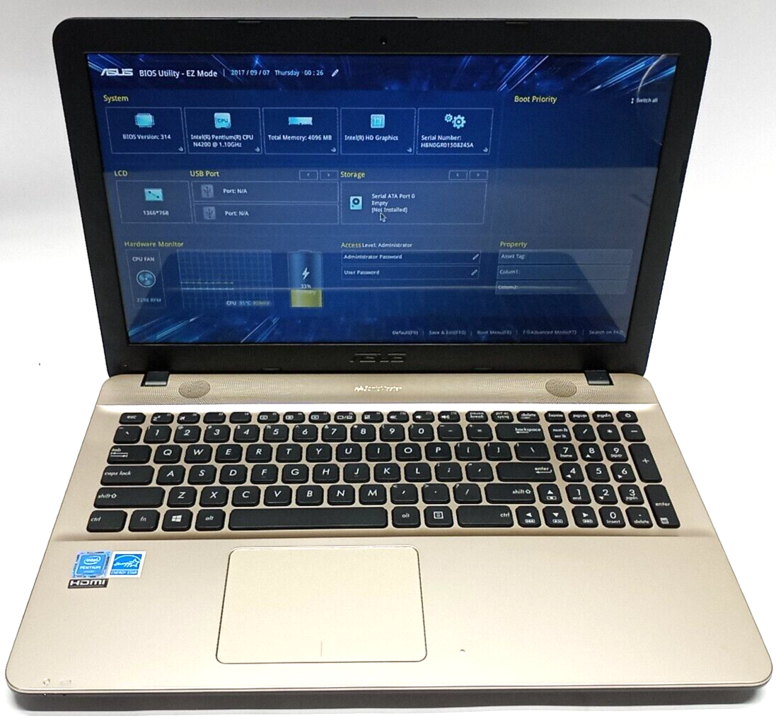 ASUS X541N Notebook PC 15.6" Intel Pentium N4200@1.10 4GB RAM No HDD/OS ...