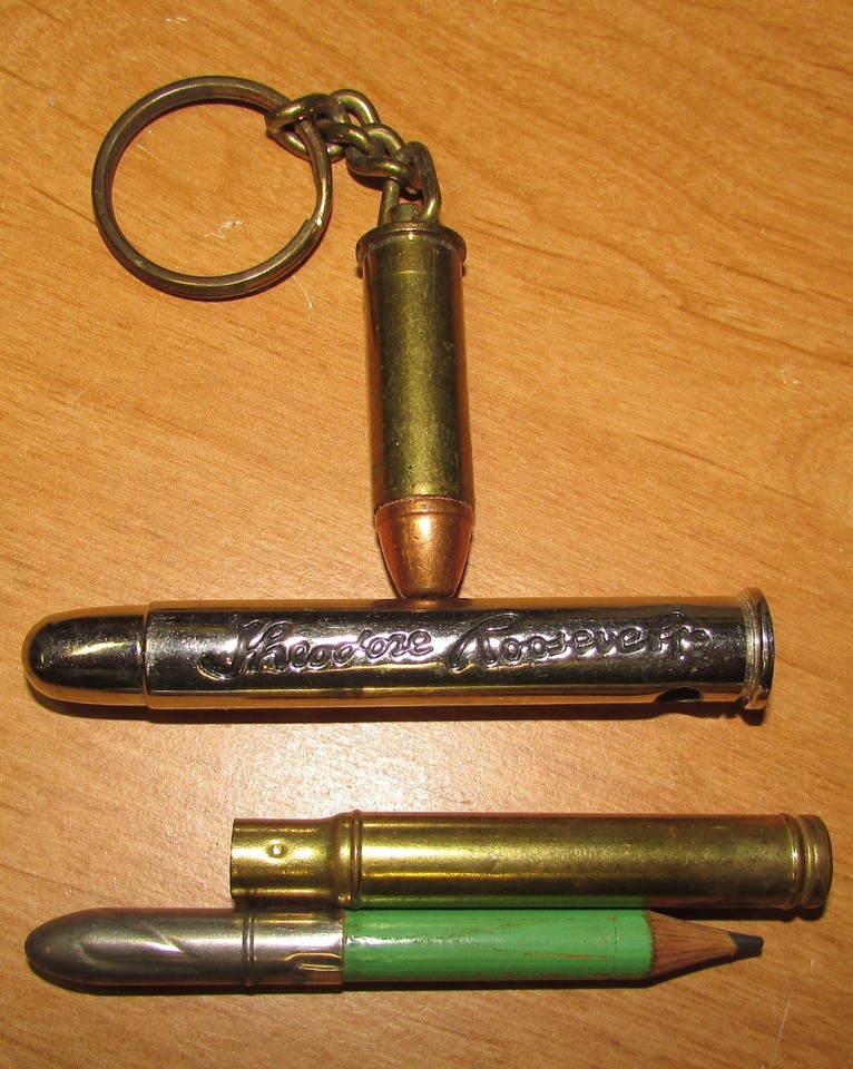 3 Bullet Cartridge NRA key chains, Roosevelt, 44 Mag & hidden pencil | eBay