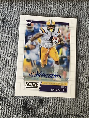 Nick Brossette 2019 Score Football Rookie RC AUTO LSU Tigers Patriots ...
