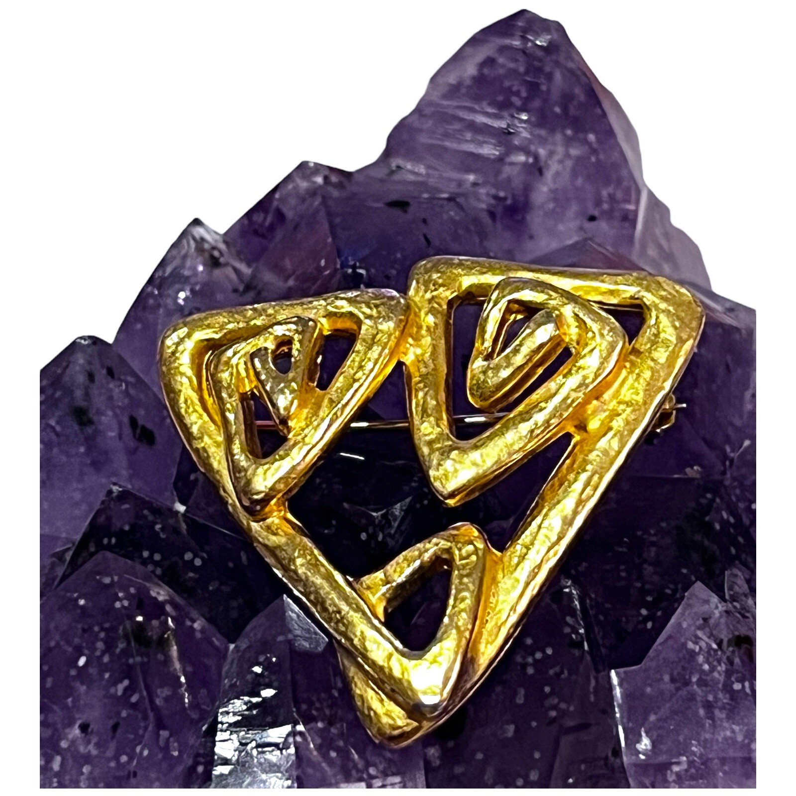 Art Deco Style Brutalist Triangular Geometric Gold-t… - Gem