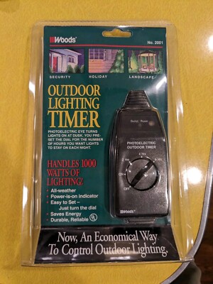 Woods 2001 Black Outdoor Mechanical Timer With Photoelectric Eye US | eBay