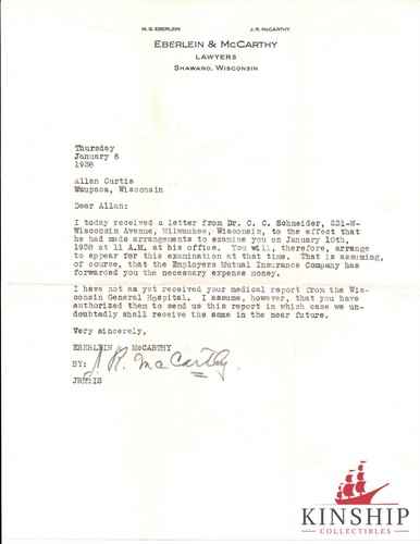 Senator Joseph McCarthy signed Typed Letter JSA LOA d.1957 Rare Auto ...