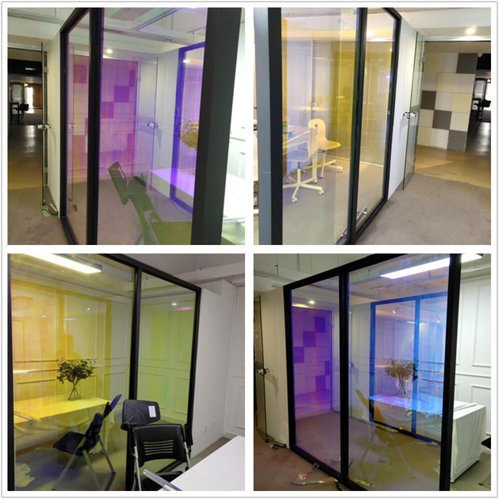 Dichroic Red Building Window Film Glass Sticker Iridescent Foil Party ...