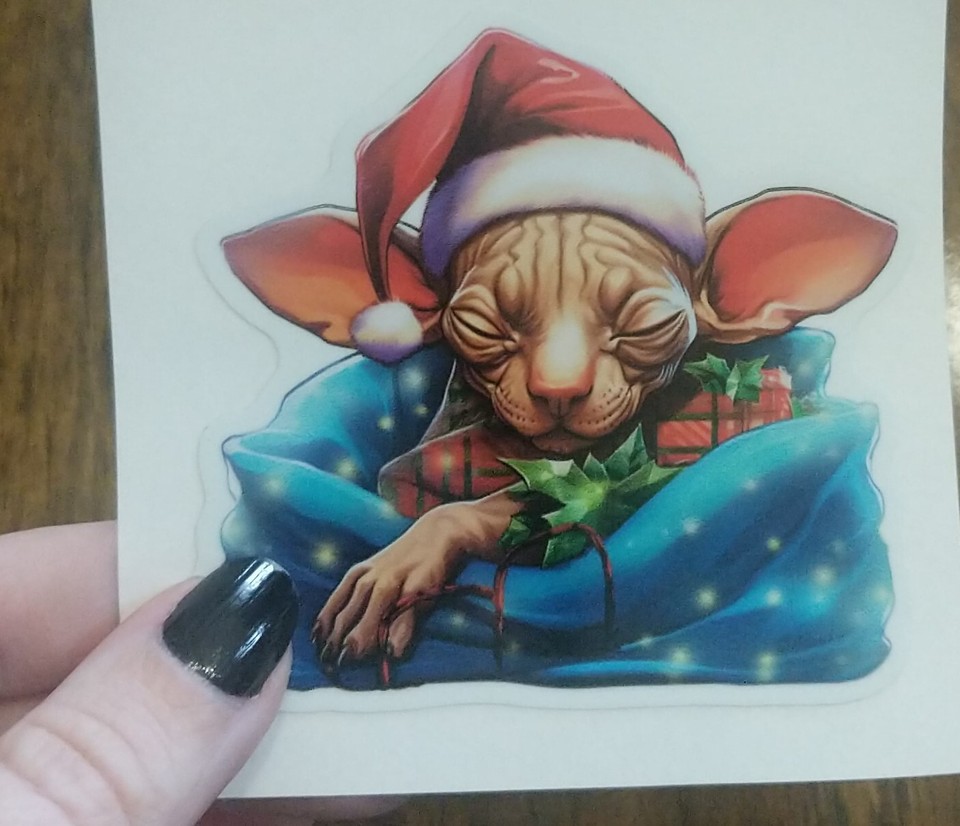 3.5" Sphynx Cat Christmas Vinyl Decal Sticker Hairless Santa Hat Gifts ...