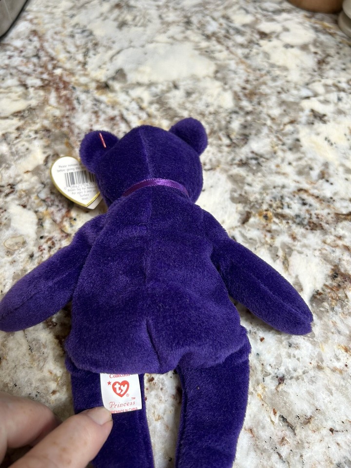 RARE TY 1st edition Princess Di Beanie Baby PVC pellets made in China ...