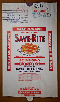 Vintage Sack Paper Bags - SAVE-RITE FLOUR, SAVE-RITE INC., SALISBURY NC ...
