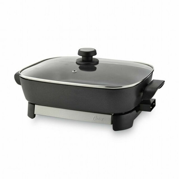 Large Deluxe Nonstick Electric Skillet Frying Fry Pan Glass Lid Buffet ...