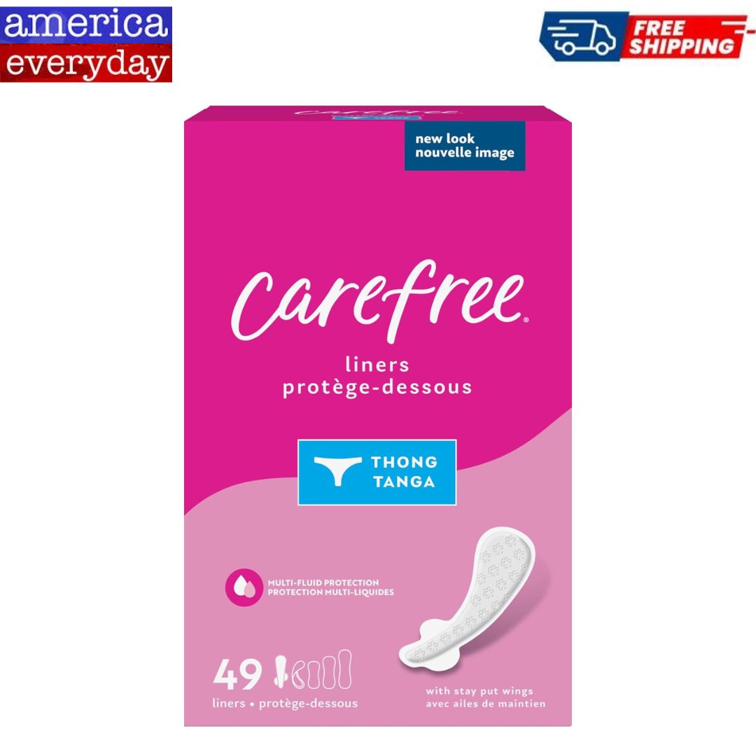 Carefree Thong Pantiliners Regular Liners Unscented Women 49 Pads (Pack ...