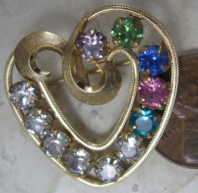 Vintage Real Nice 1/20th 14K Gold Filled DCE Fancy Colored Rhinestone ...