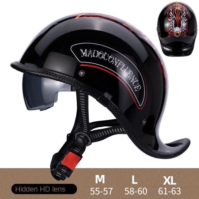 Motorcycle Half Helmet With Visor Open Face Retro Motorcycle Helmets ...