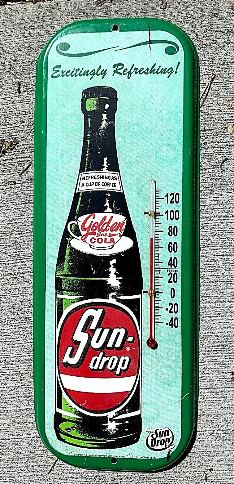 Vintage Sun Drop Golden Girl Cola Soda Pop Metal Thermometer Sign W ...
