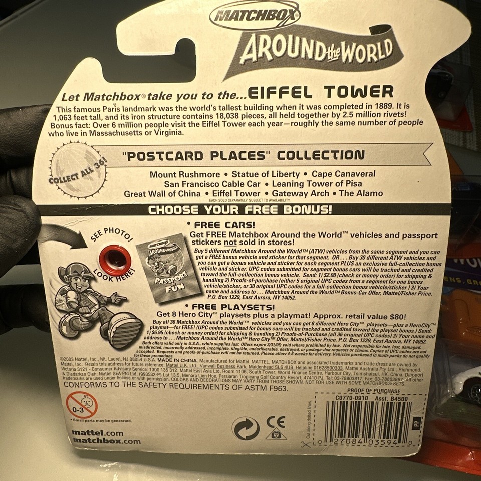 Lot 4 Matchbox Around The world #5,#7,#23,#26New In Package, #7 Eiffel ...