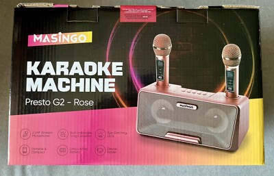 Masingo Karaoke Machine -Portable Bluetooth Speakers, 2 Wireless Mics ...