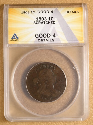 1803 Draped Bust Large Cent ANACS G 4 Details | eBay