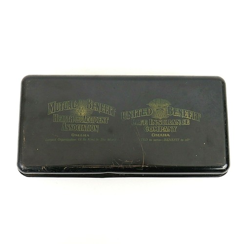 RARE Antique Metal Bank Box PN CO Fulton Mutual Benefit Health Life ...