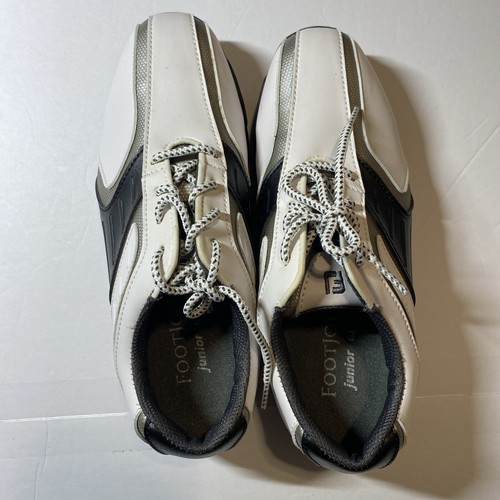 FootJoy Junior Golf Shoes Cleats Size 4M Youth White Grey Black Boys ...