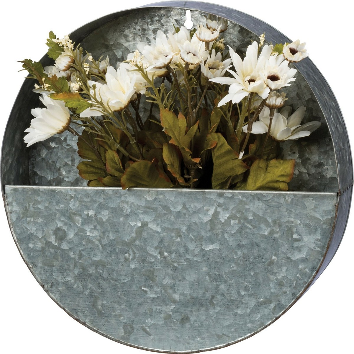 Round Galvanized Steel Wall Rustic Galvanized Metal Wall Pocket By