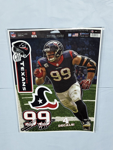 JJ Watt & Houston Texans Multi Use 4 Decals Stickers Sheet Measures 11 ...