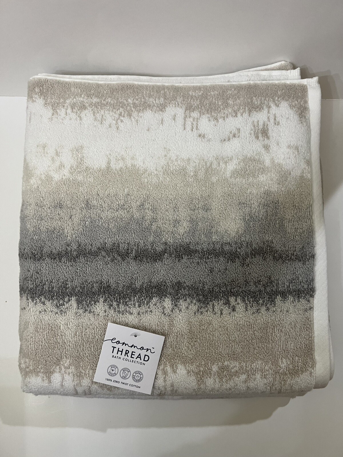 Common Thread 2 Bath 2 Hand 4 Washcloth Towels Abstract Ikat Beige Grey ...