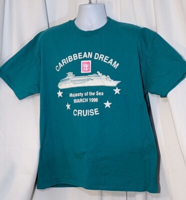 Vtg 90s USA Single Stitch Royal Caribbean Cruise Ship 1996 Teal Blue T ...