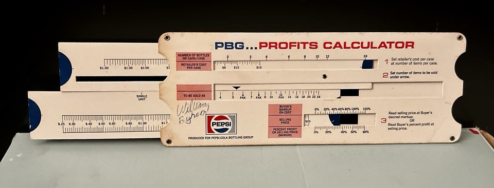 Vintage Pepsi-Cola Management Institute (PCMI) Profits Calculator. | eBay