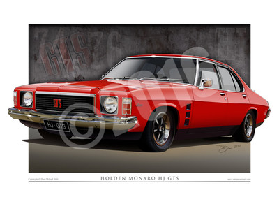 HJ GTS Monaro Print - Classic Holden HJ Monaro Car Drawing Print ( 16 ...