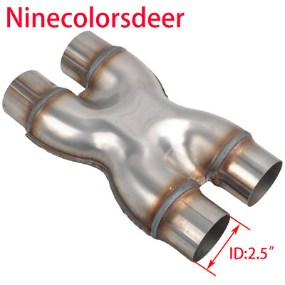 Universal Crossover X-Pipe Dual 2.5" In/Out Stainless Steel Muffler ...