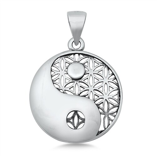 Sterling Silver 925 "YIN AND YANG" PENDANT 24MM WITH SNAKE CHAIN ...