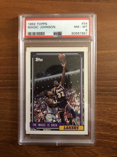1992-93 Topps Gold #54 Magic Johnson PSA Near Mint 8 HOF Lakers "Magic ...